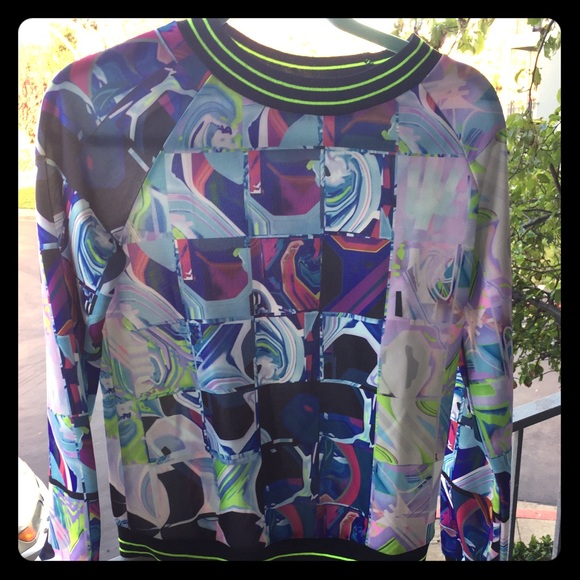 Vintage | Tops | Crazy Pattern Shirt W Neck And Wrist Detail | Poshmark